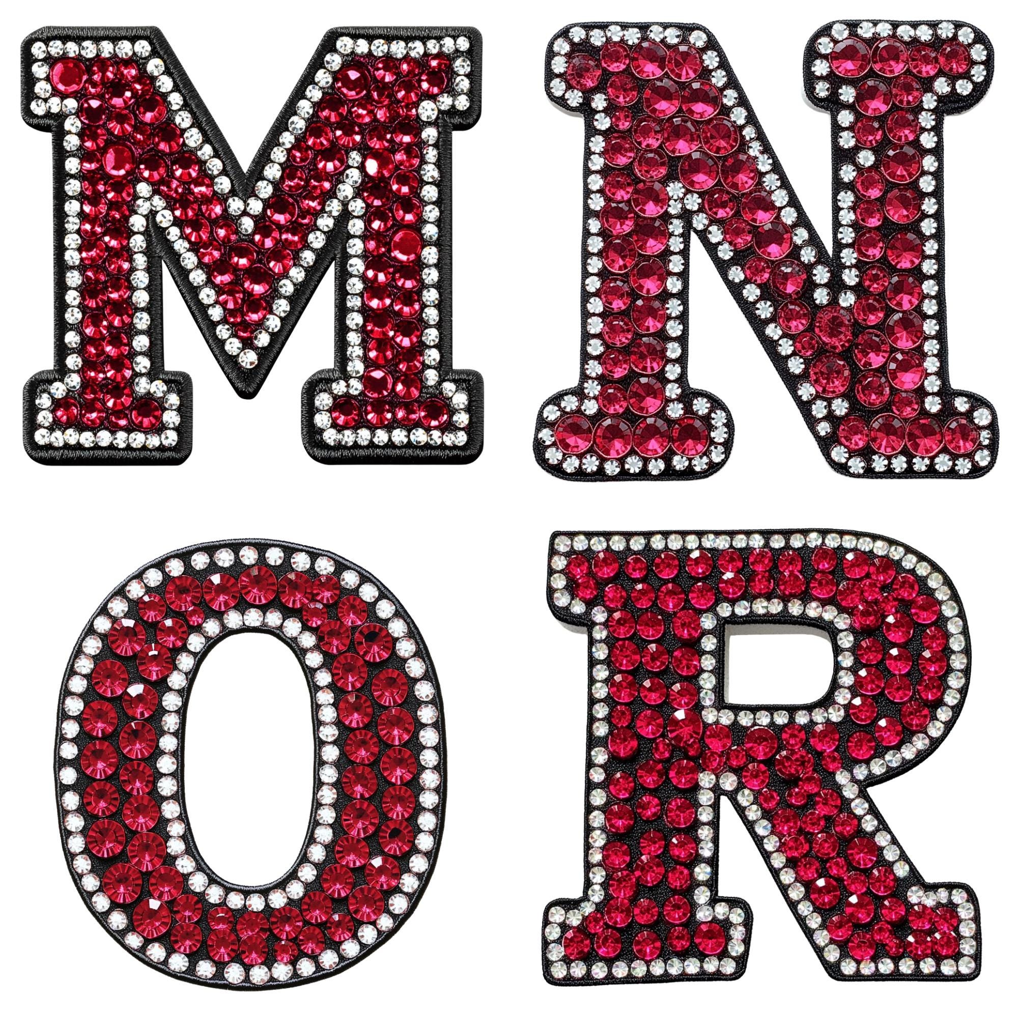 Rhinestone Alphabet Clip Art: Red & White Embroidered Letters (digital ...