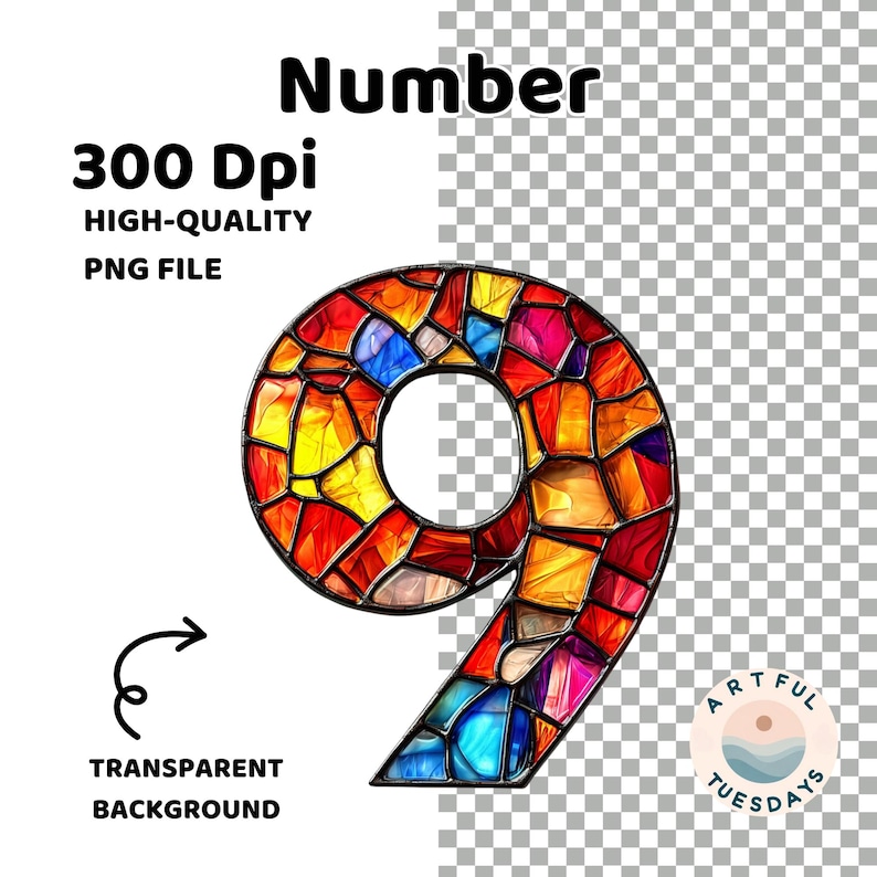 Colorful Stained Glass Alphabet A-Z & Numbers 1-9 Clip Art, Mosaic Font ...