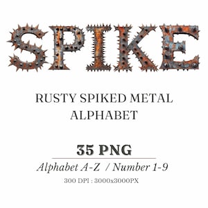 Rusty Spiked Metal Alphabet A-Z & Numbers 1-9 PNG, Industrial Grunge ...