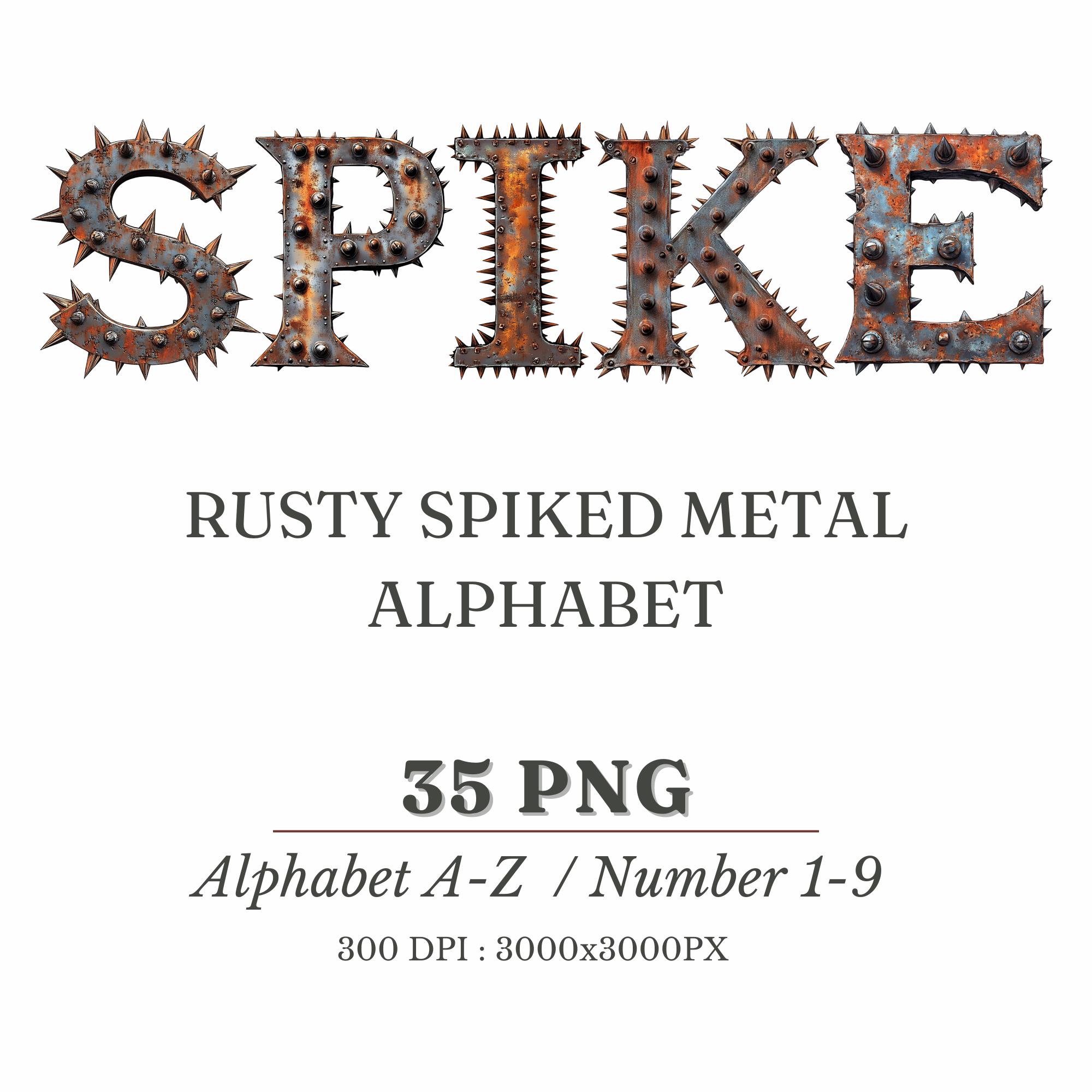 Rusty Spiked Metal Font: Grunge Industrial Alphabet PNG (digital ...