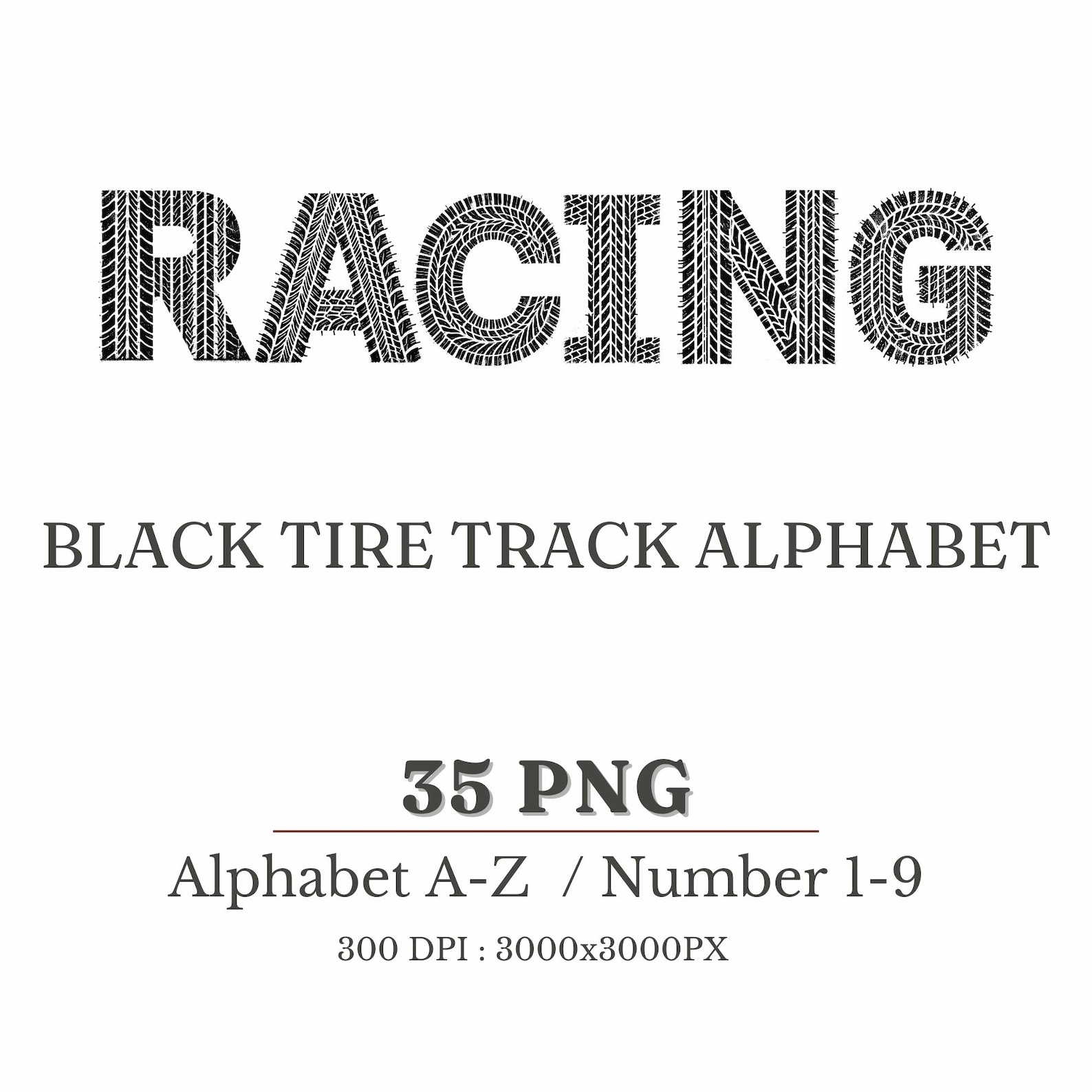 Black Tire Track Alphabet Letters A-Z, Numbers 0-9 Clip Art ...