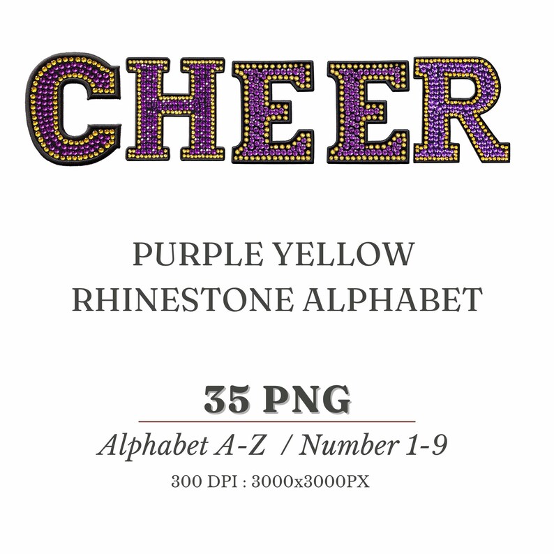 Rhinestone Alphabet Clipart: Purple & Yellow Glitter Letters (PNG, 300 ...
