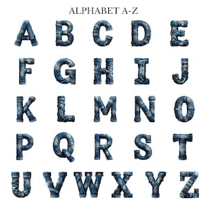 Denim Alphabet Clipart: Blue Jeans Letters A-Z, 1-9 (PNG, Digital ...
