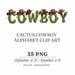 Cactus Cowboy Alphabet Clip Art A-Z & 0-9 Western Theme PNG 300 DPI ...