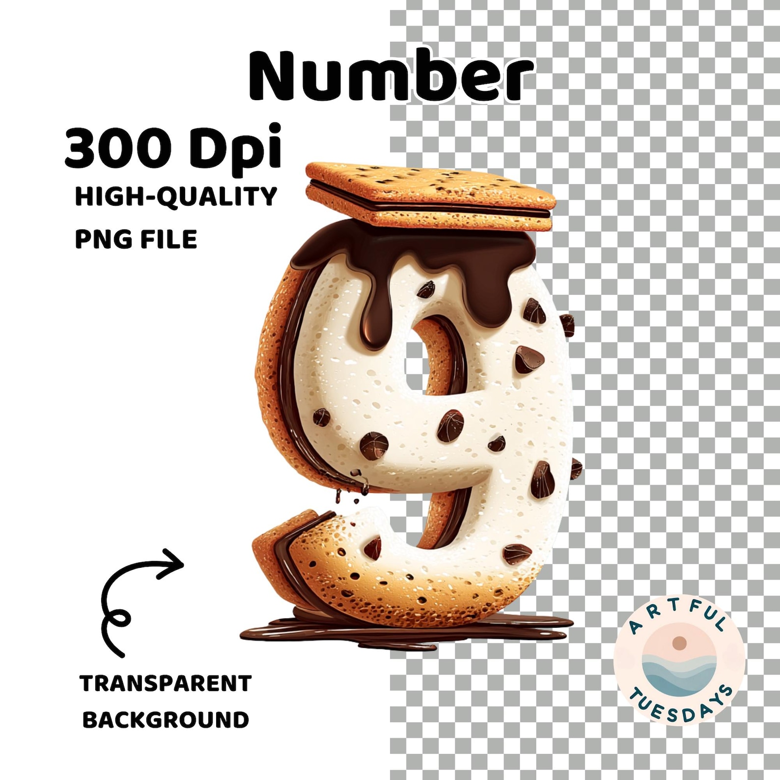 S'mores Alphabet Clipart: Chocolate Marshmallow Font (PNG Digital ...