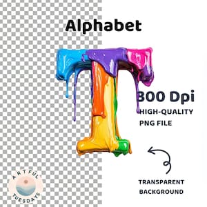 Dripping Colorful Paint Alphabet A-Z & Numbers 1-9 Clip Art, Multicolor ...