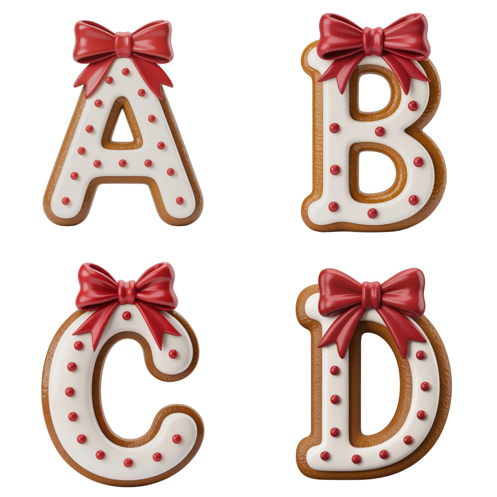 Gingerbread Cookie Alphabet PNG, Christmas Font Clipart (digital ...