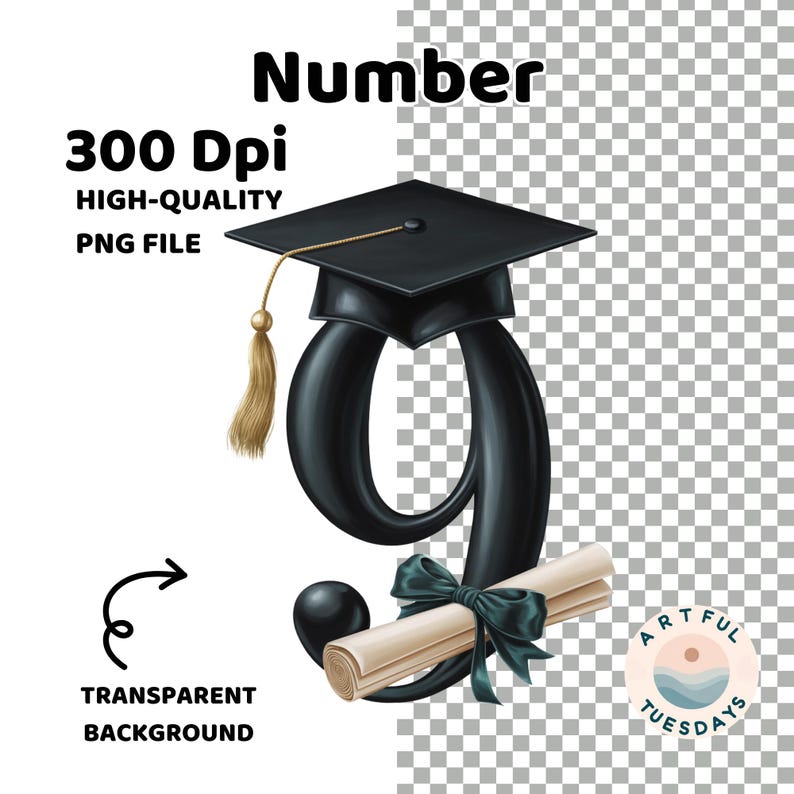 Graduation Alphabet Letters A-Z Number 1-9 | Black Cap & Green Ribbon ...