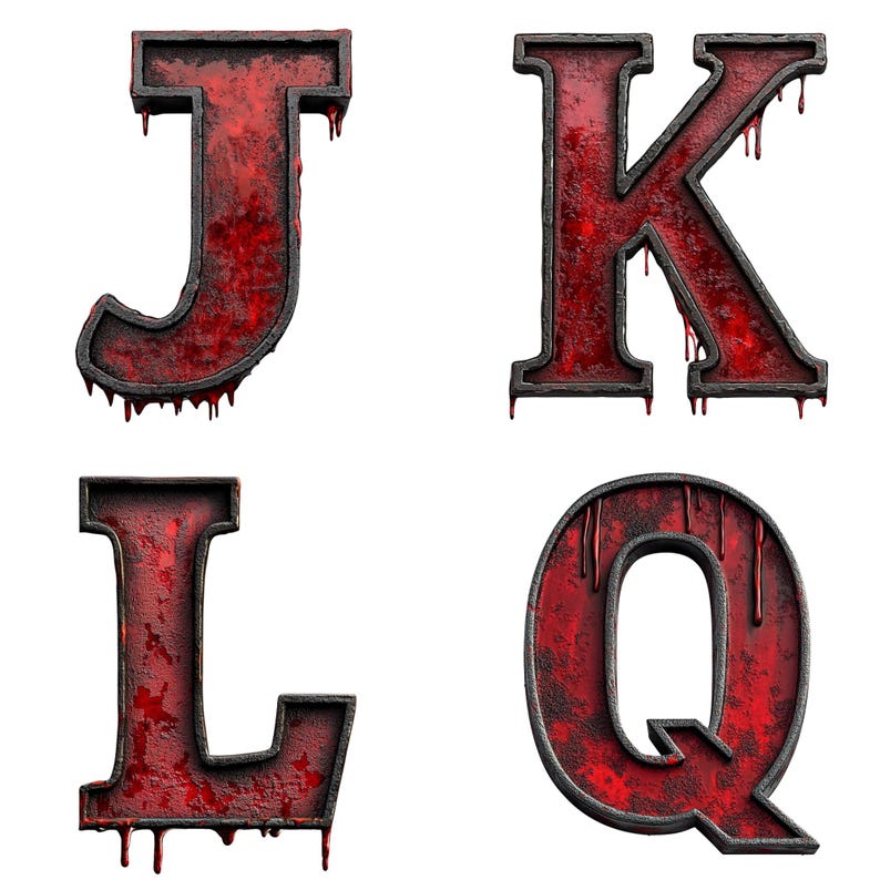 Grunge Blood Drip Font | Horror Alphabet & Numbers PNG (digital ...