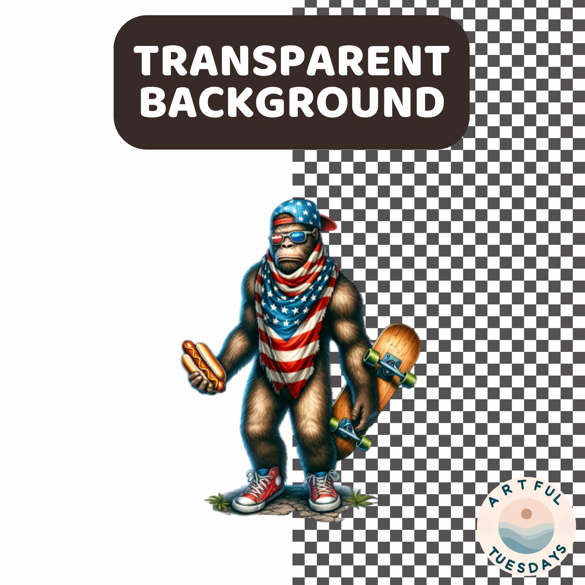 Patriotic Bigfoot With Hot Dogs PNG Clipart: 4th of July Sublimation ...