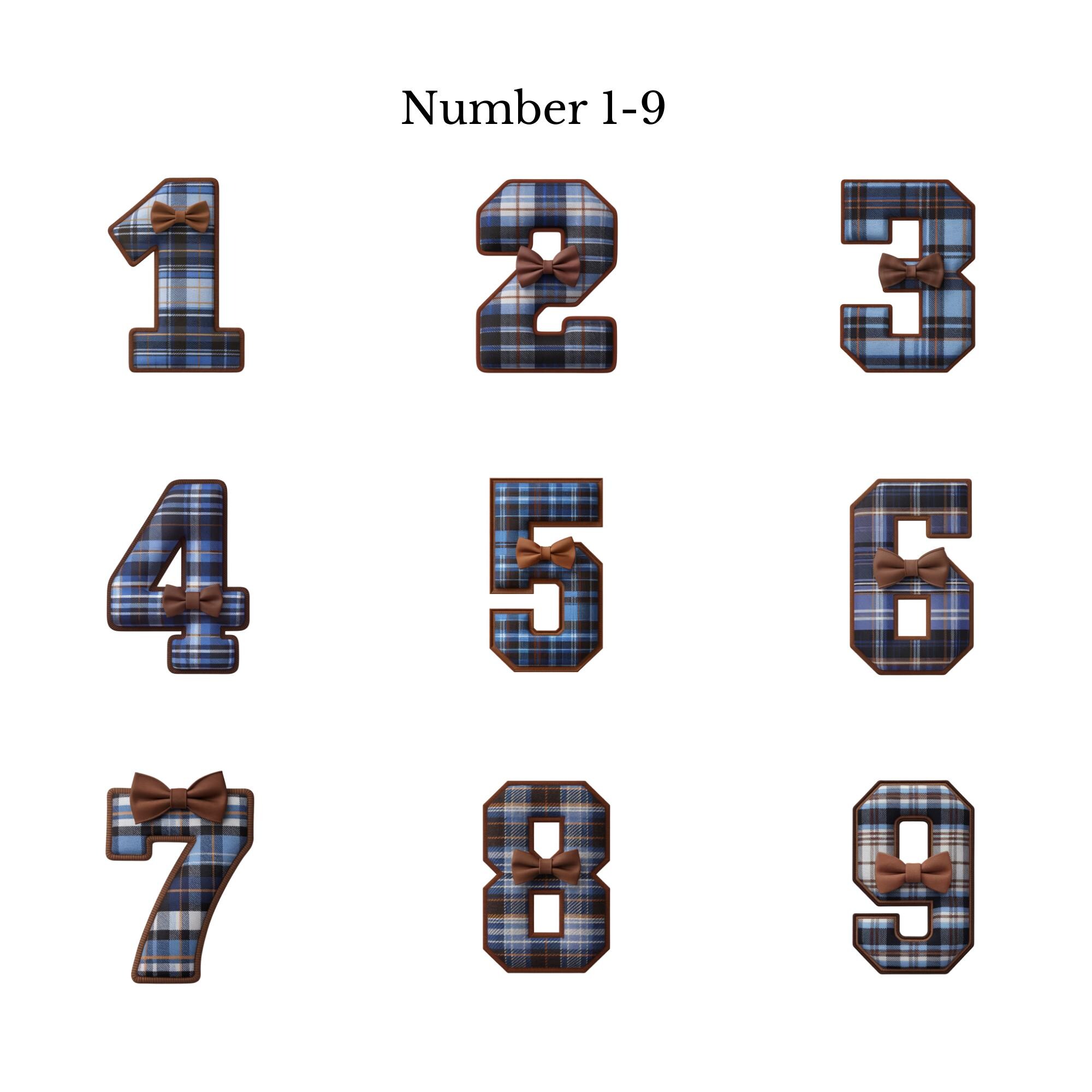 Blue Plaid Alphabet Clipart A-Z, Numbers 1-9, Father's Day Letters ...
