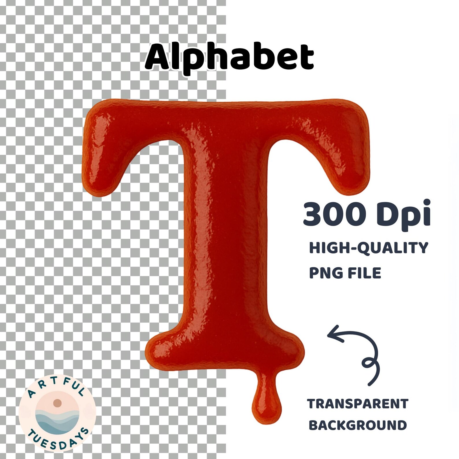 Ketchup Alphabet Clipart: Dripping Tomato Sauce Font (digital Download ...