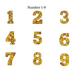 Yellow Stained Glass Alphabet Letters & Numbers: Mosaic Clipart (PNG ...