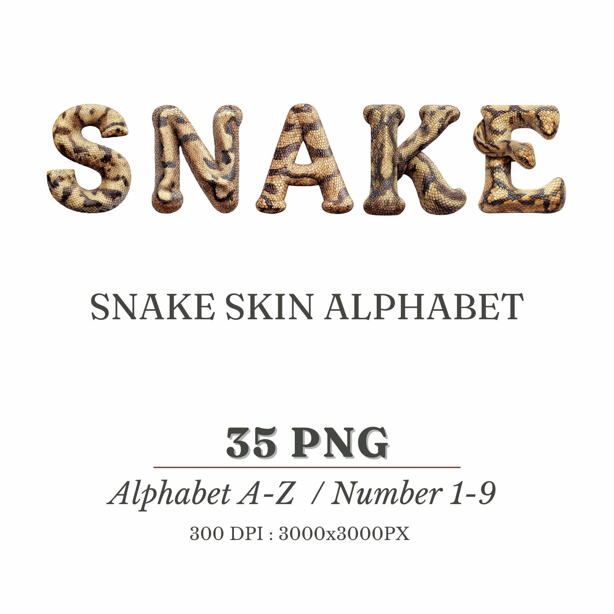 Snake Skin Alphabet & Numbers Clip Art: Watercolor PNG (digital ...
