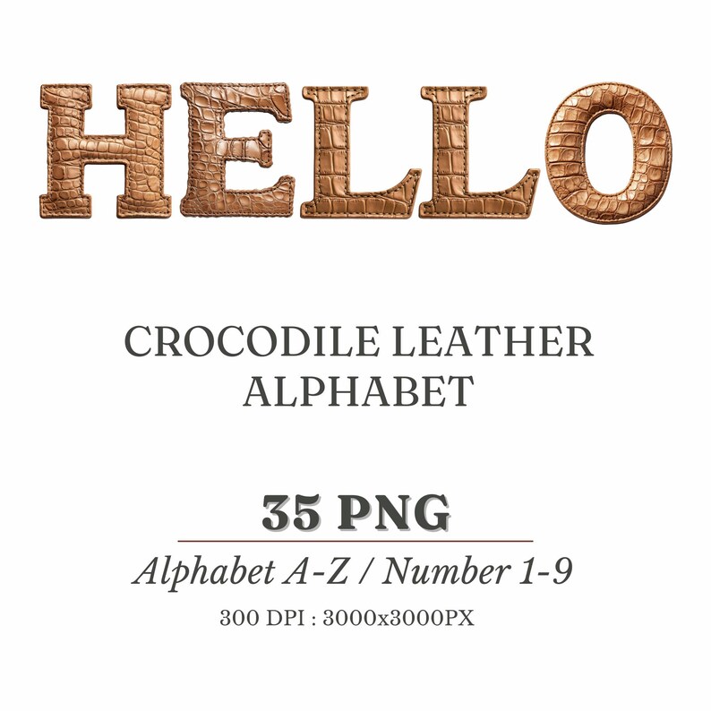 Crocodile Leather Alphabet A-Z & Numbers 1-9 Clip Art, 300 DPI PNG ...