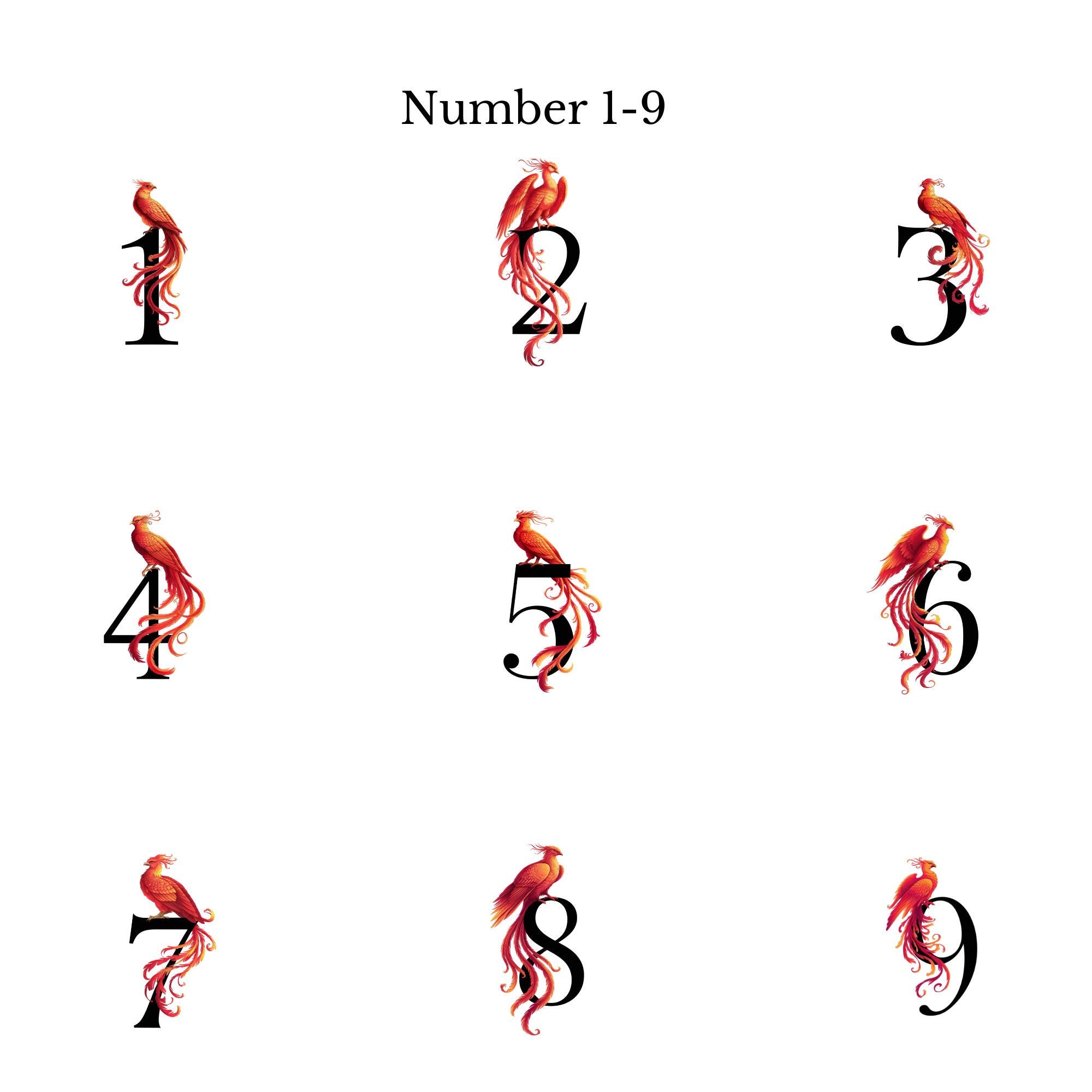 Majestic Phoenix Alphabet Clipart A-Z & Numbers 1-9, Firebird ...