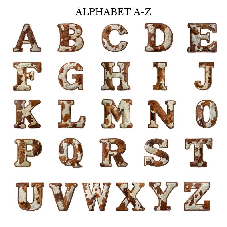 Cowhide Alphabet & Number Clip Art: Fur Texture PNG (digital Download ...