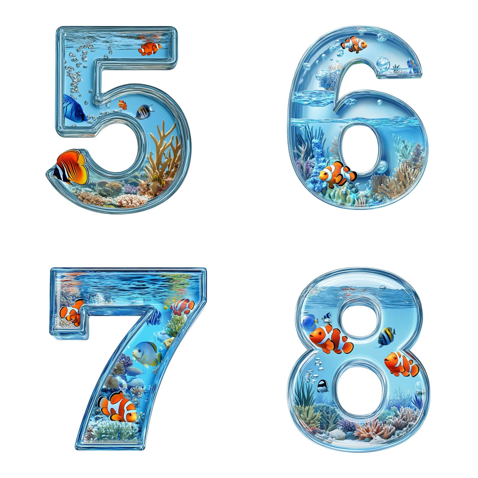 Sea Life Alphabet Clip Art: Ocean Animal Pngs (digital Download) - Etsy