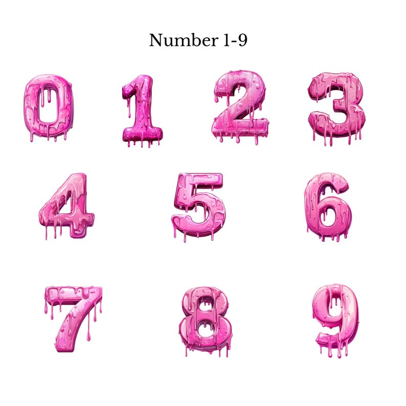 Pink Dripping Paint Font: Bubble Letters & Numbers Clip Art (PNG ...