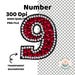 Rhinestone Alphabet Clip Art: Red & White Embroidered Letters (digital ...