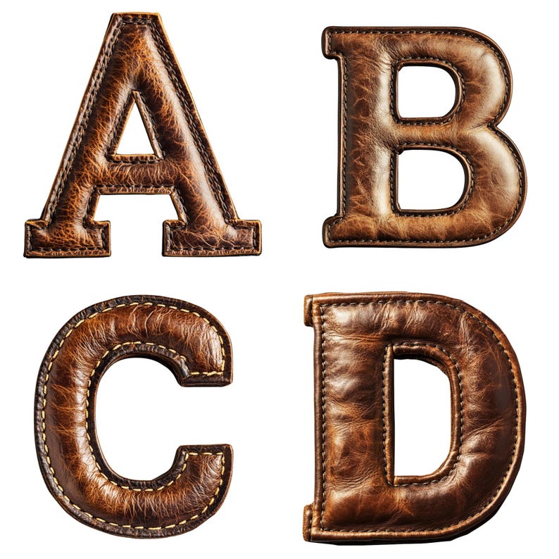 Leather Alphabet A-Z, Numbers 0-9 | Realistic Leather Letters PNG ...