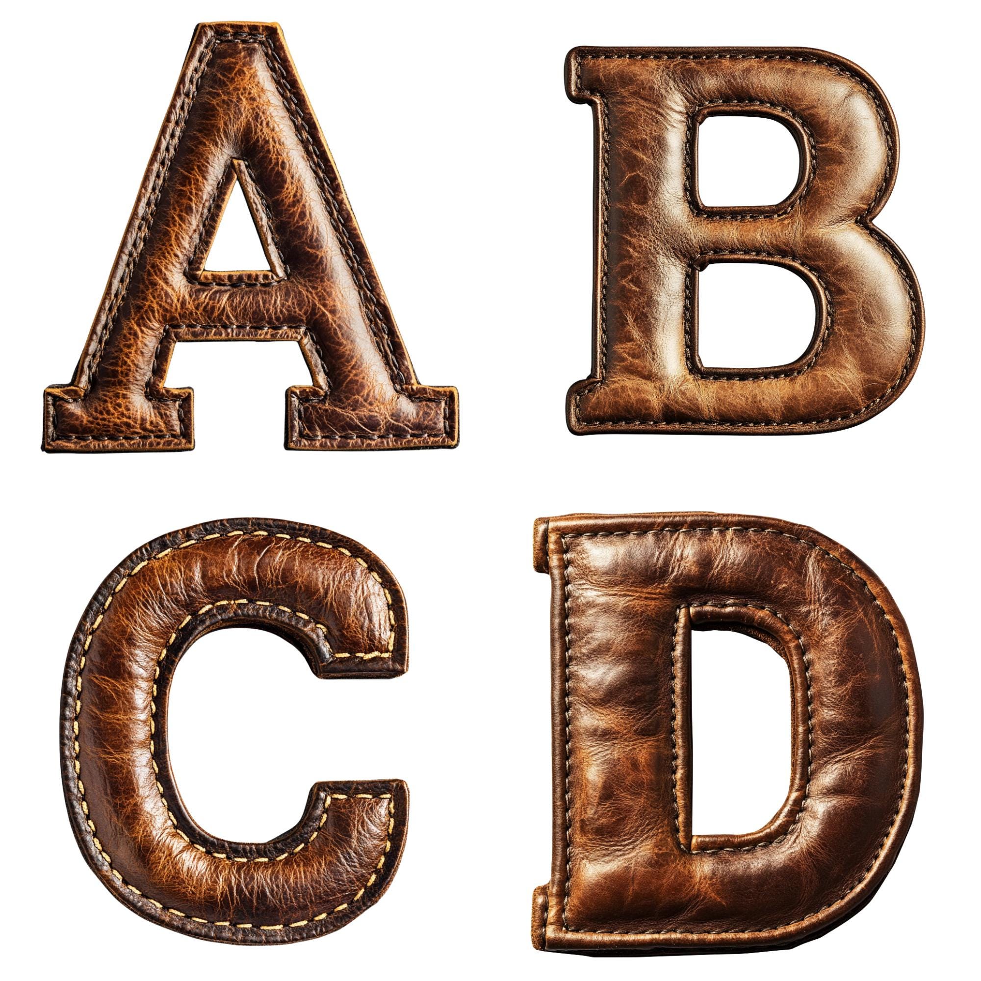 Leather Alphabet A-Z, Numbers 0-9 | Realistic Leather Letters PNG ...