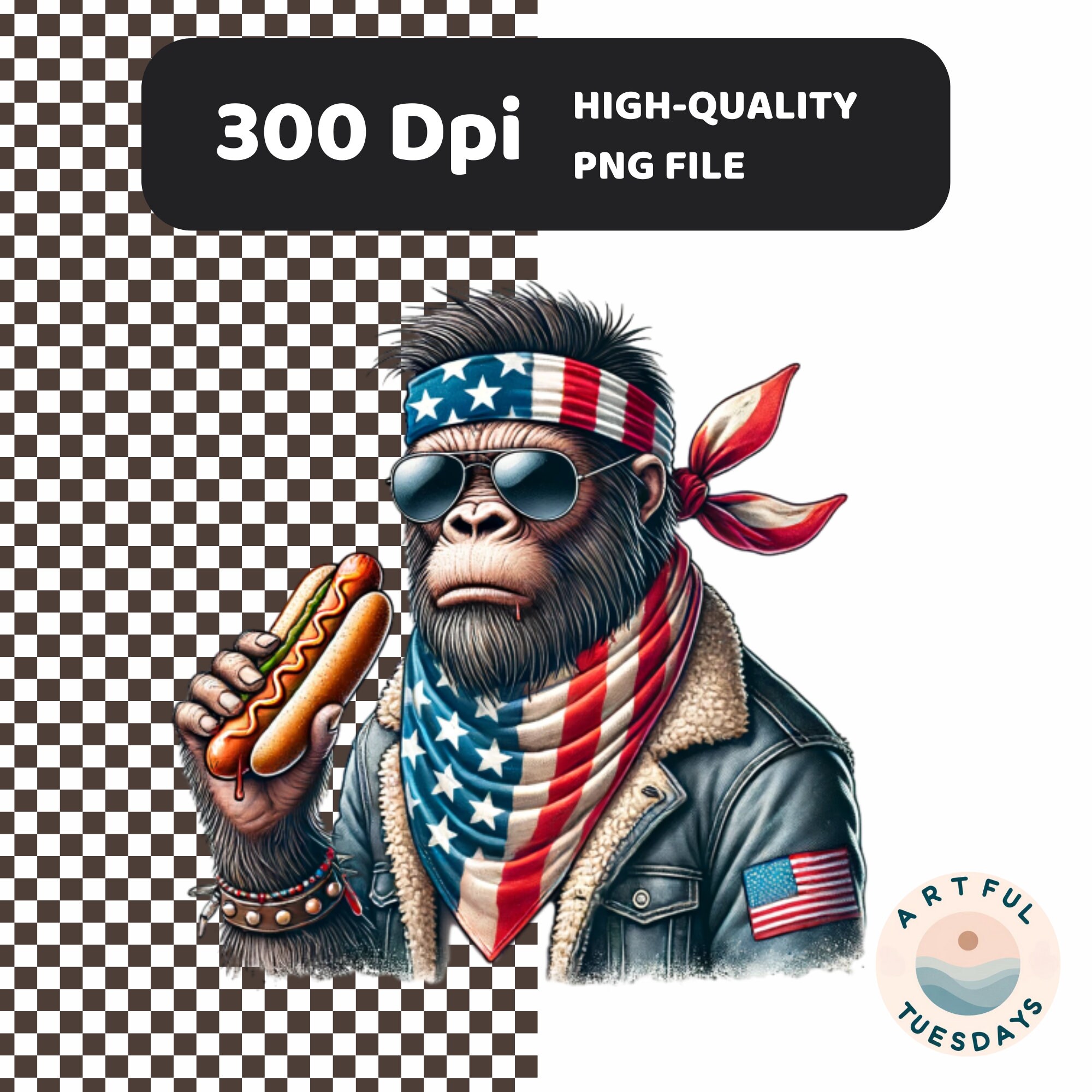 Patriotic Bigfoot With Hot Dogs PNG Clipart: 4th of July Sublimation ...