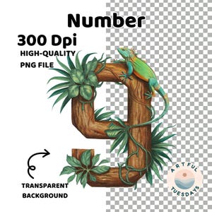Tropical Jungle Alphabet A-Z Numbers 1-9 Clip Art - 300 DPI PNG - Lush ...