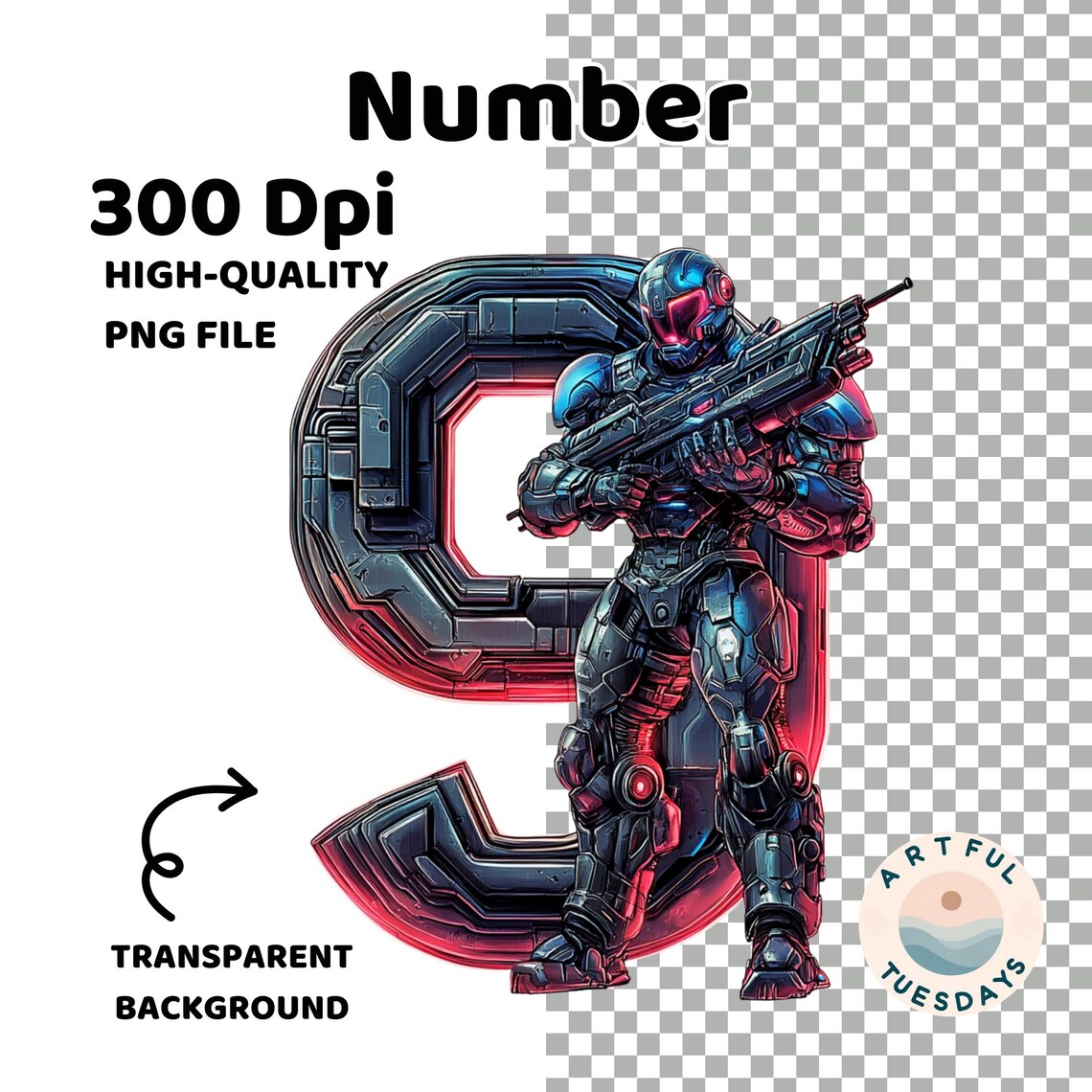 Futuristic Robot Alphabet A-Z Numbers 1-9 Clipart Set - 300 DPI PNG ...