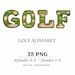 Golf Alphabet Clip Art: A-Z Numbers, Fun Course Design (PNG Digital ...