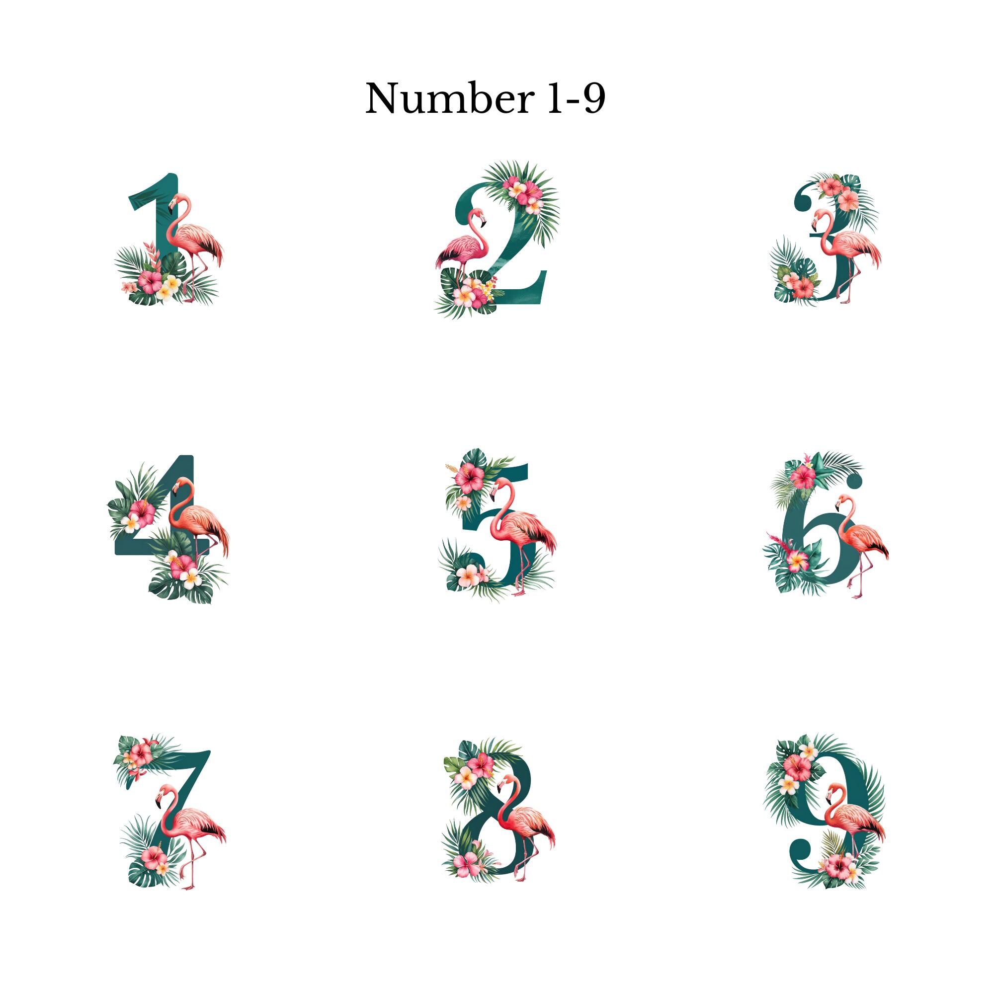 Tropical Flamingo Alphabet Letters A-Z, Numbers 1-9 PNG, Hawaiian ...