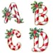 Candy Cane Christmas Alphabet Clip Art: Watercolor Holiday Letters ...