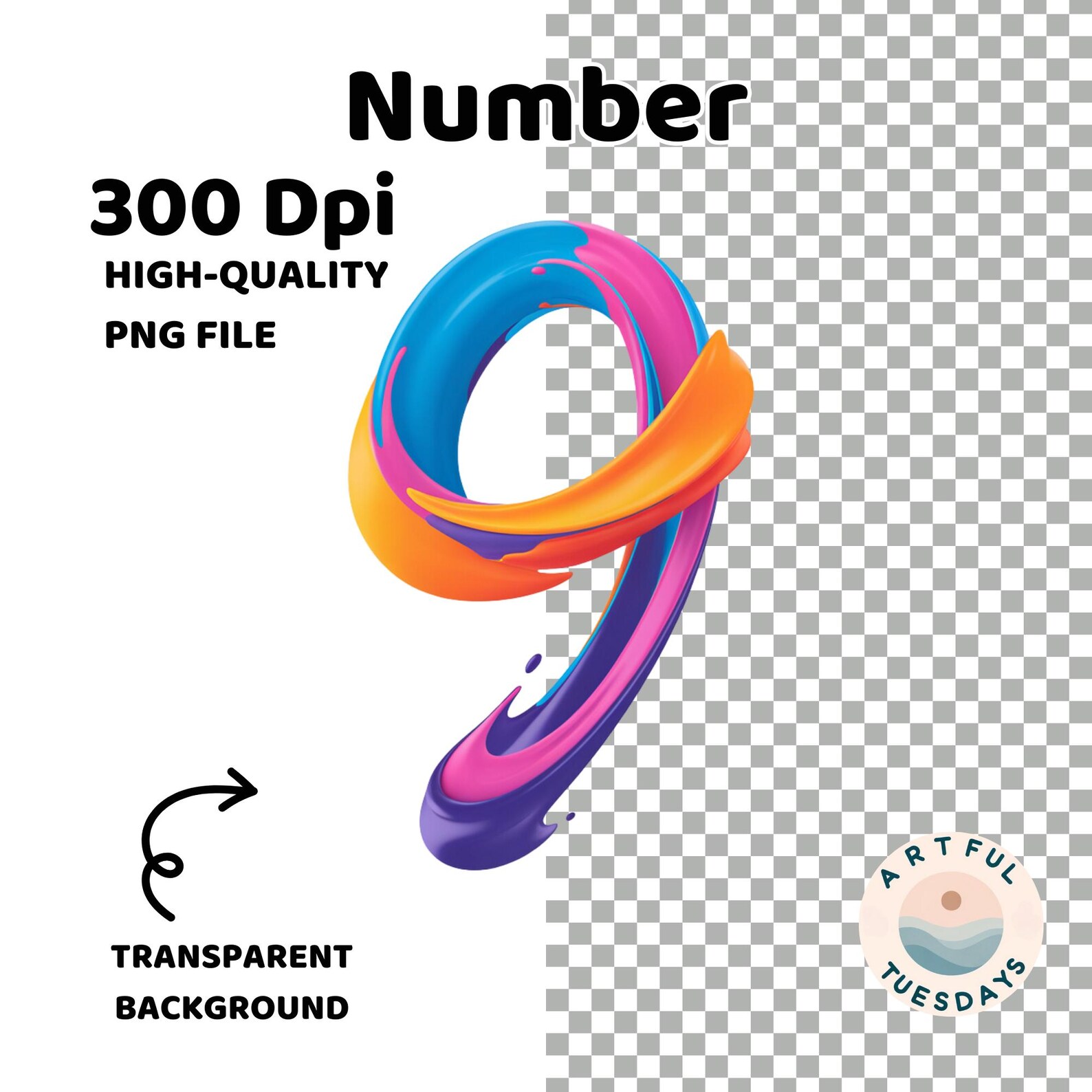 Watercolor Alphabet & Numbers Clipart: Paint Splatter Font (PNG, 300 ...