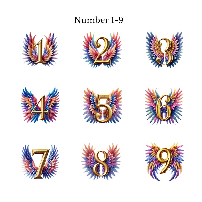 Golden Winged Alphabet Letters & Numbers Clipart, A-Z 1-9, 300 DPI PNG ...