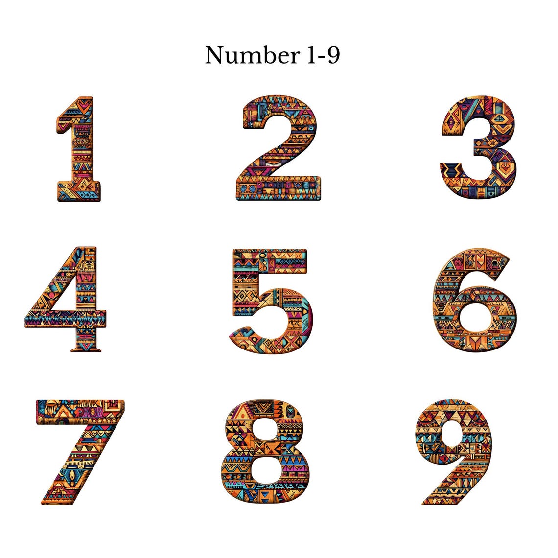 Tribal Alphabet Clipart: Boho Native American Letters & Numbers (PNG ...