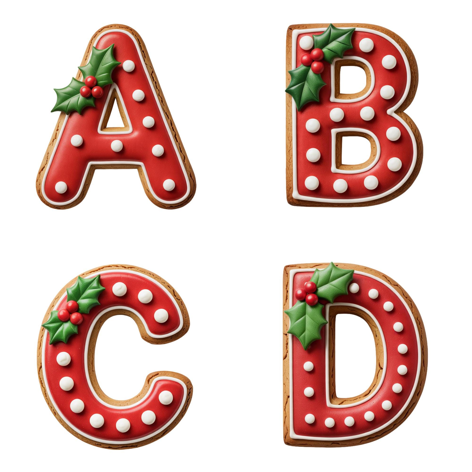 Gingerbread Cookie Alphabet Clipart, Holiday Icing Letters, Numbers ...