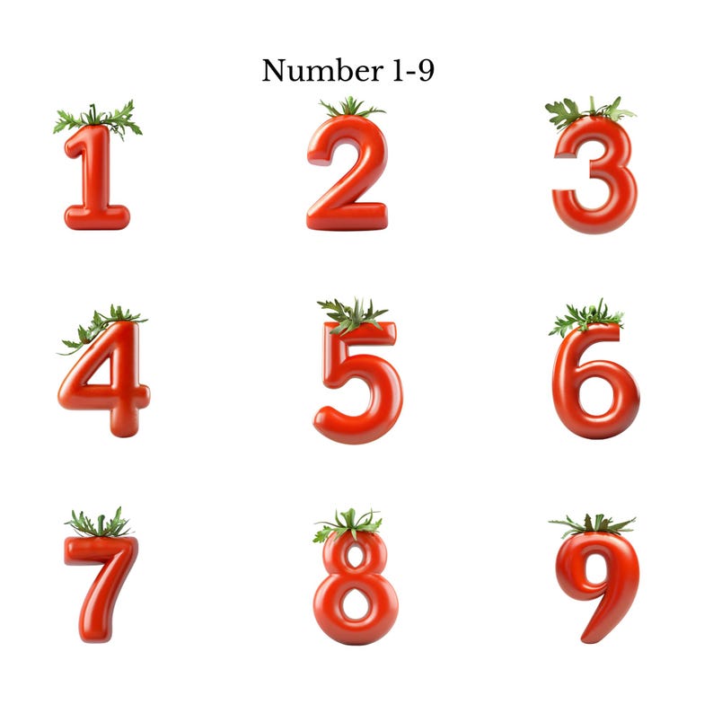 Realistic Red Tomato Alphabet Letters & Numbers PNG | 3D Tomato Font A ...