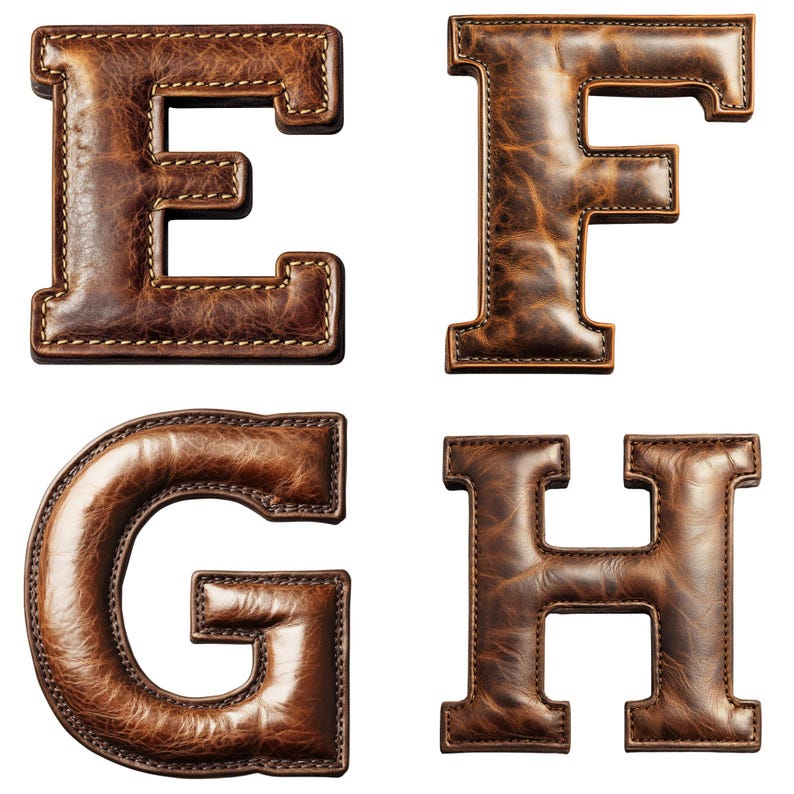 Leather Alphabet A-Z, Numbers 0-9 | Realistic Leather Letters PNG ...