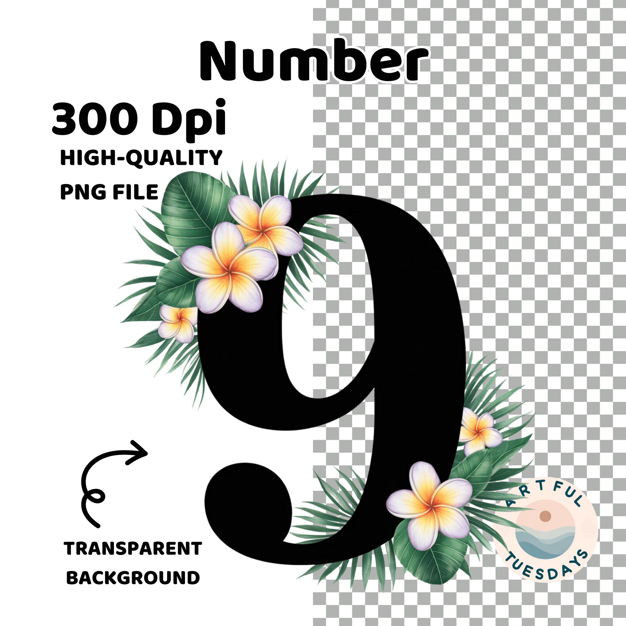 Tropical Floral Alphabet Clipart: Plumeria & Palm Letters (PNG, 300 DPI ...