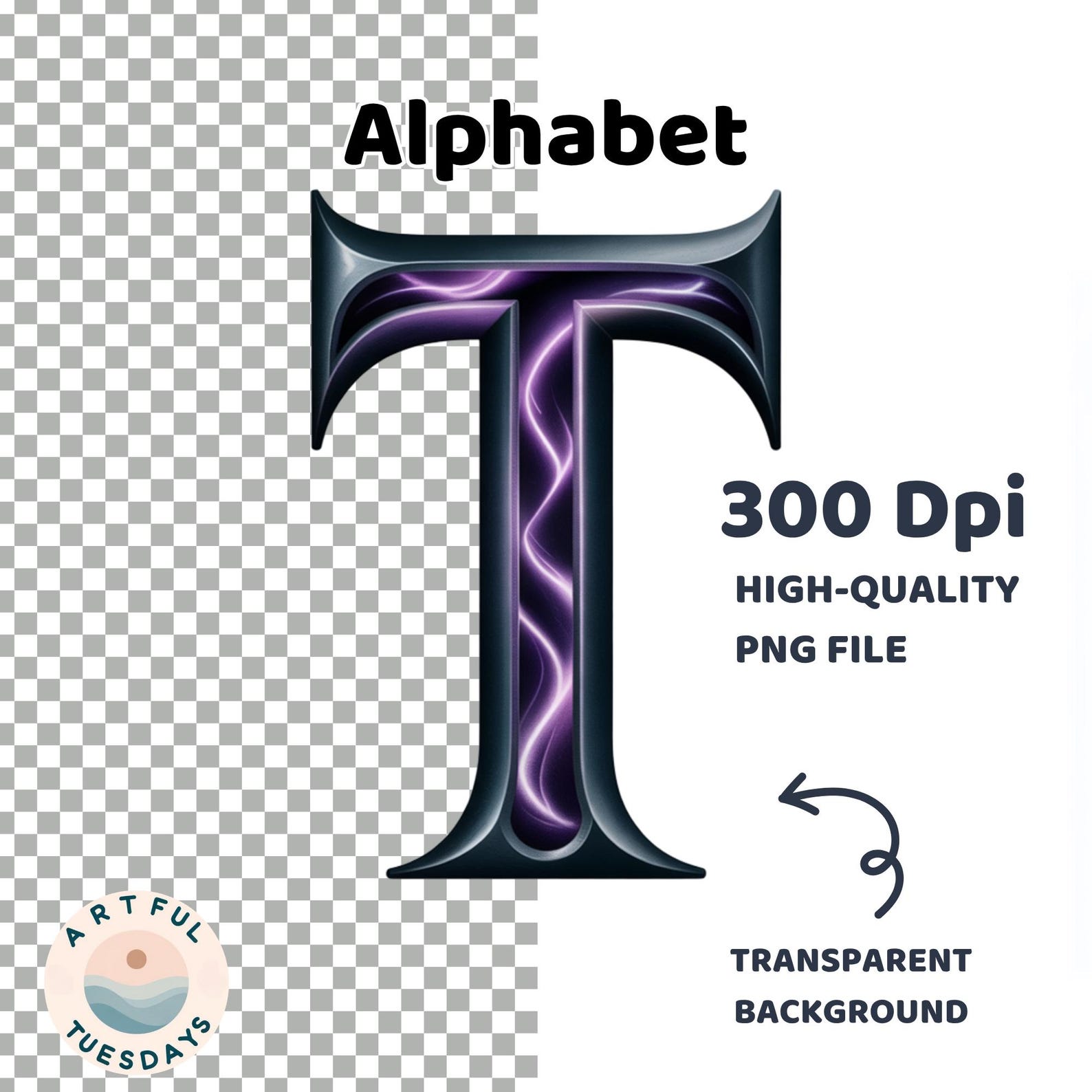 Dark Fantasy Electric Alphabet A-Z 0-9 PNG | Gothic Magic Letters, 300 ...