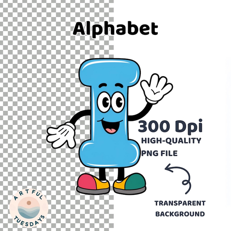 Cartoon Alphabet Clipart A-Z & 1-9 PNG, Fun Letter Characters, Kids ...