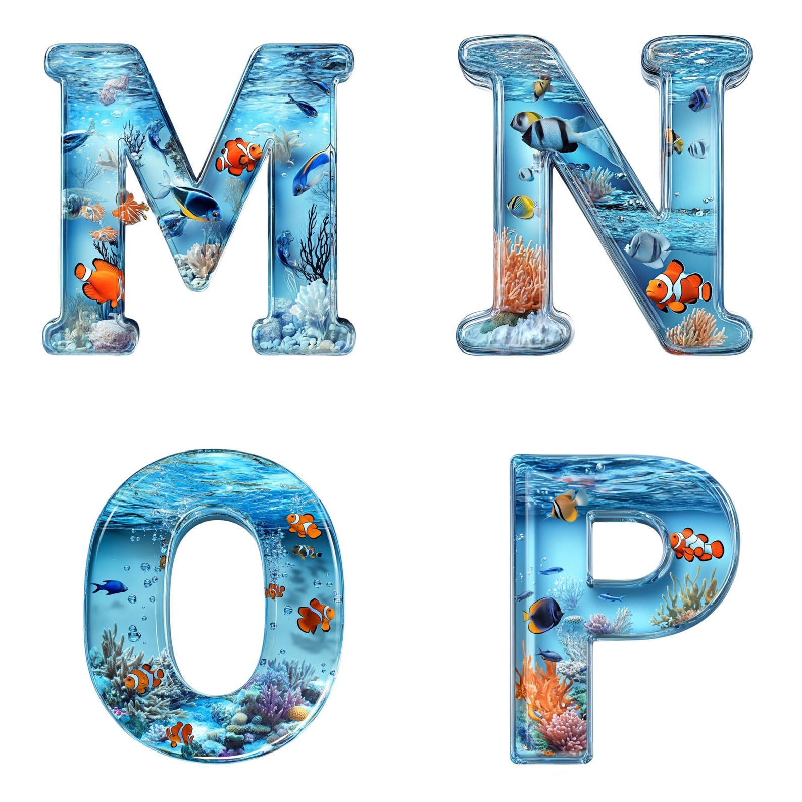 Sea Life Alphabet Clip Art: Ocean Animal Pngs (digital Download) - Etsy