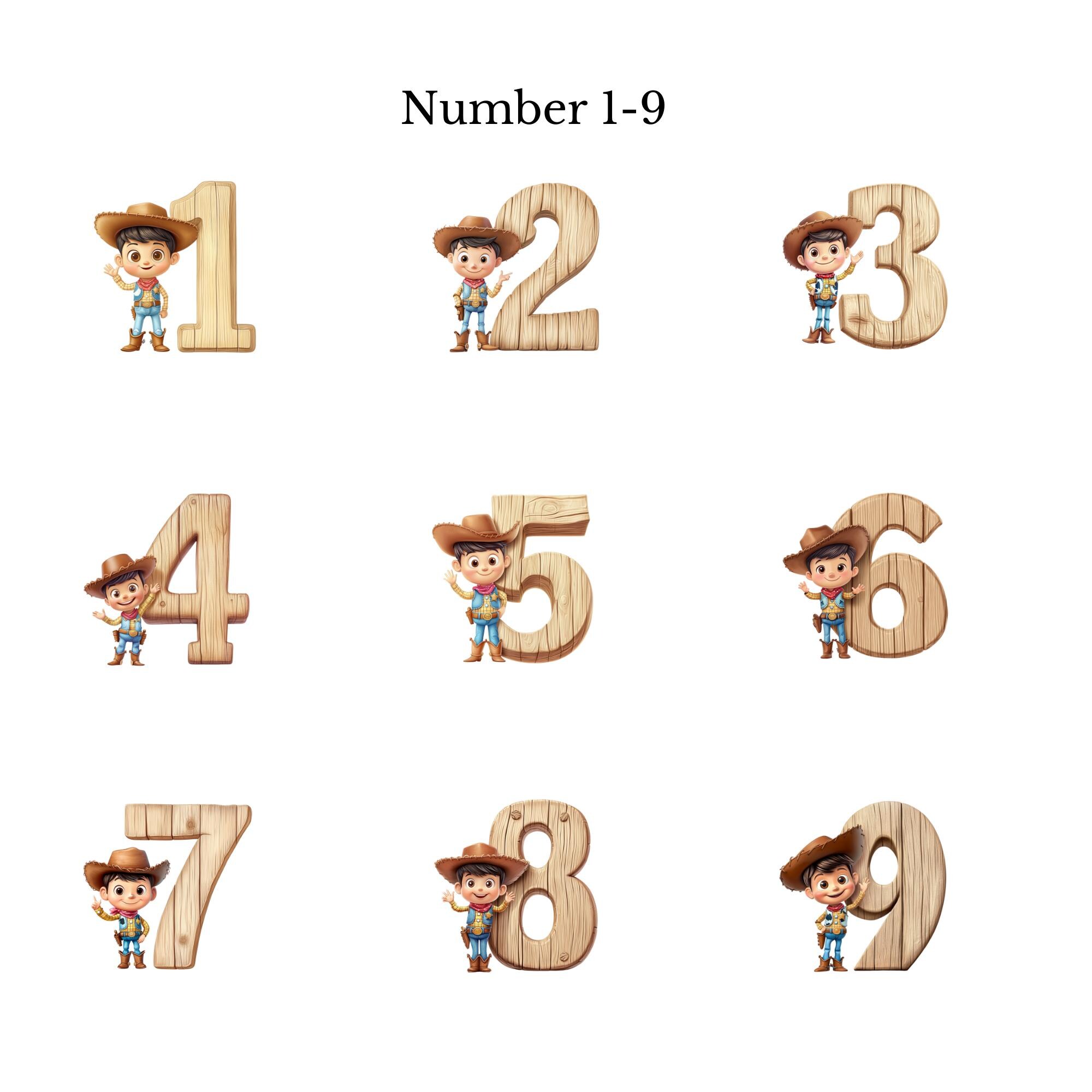 Cute Cowboy Alphabet Clipart, Western Wood Letters PNG, A-Z Numbers 1-9 ...
