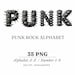 Punk Rock Alphabet Clipart A-Z, Numbers 1-9, 300 DPI PNG, Spiked ...