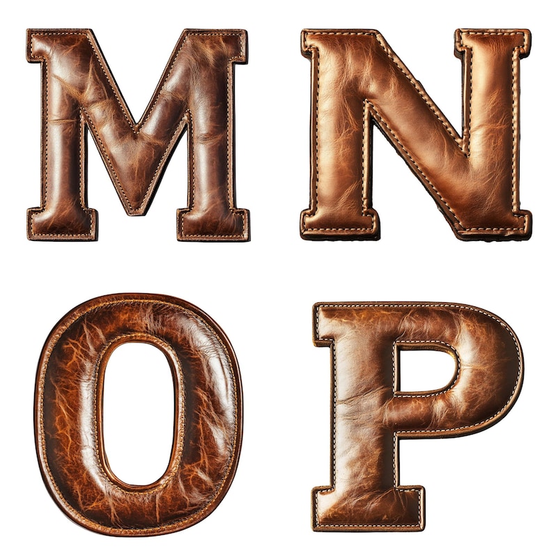 Vintage Leather Alphabet & Numbers: Western Font PNG (digital Download ...