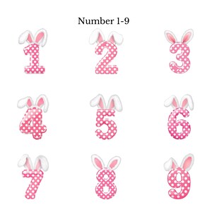 Bunny Ear Alphabet Clipart: Polka Dot Easter Letters & Numbers (PNG ...