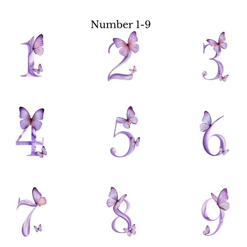 Purple Butterfly Alphabet Clipart: Watercolor Letters & Numbers ...