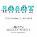 Cute Robot Alphabet & Number Clip Art – A-Z, 1-9 (300 DPI PNG Digital ...
