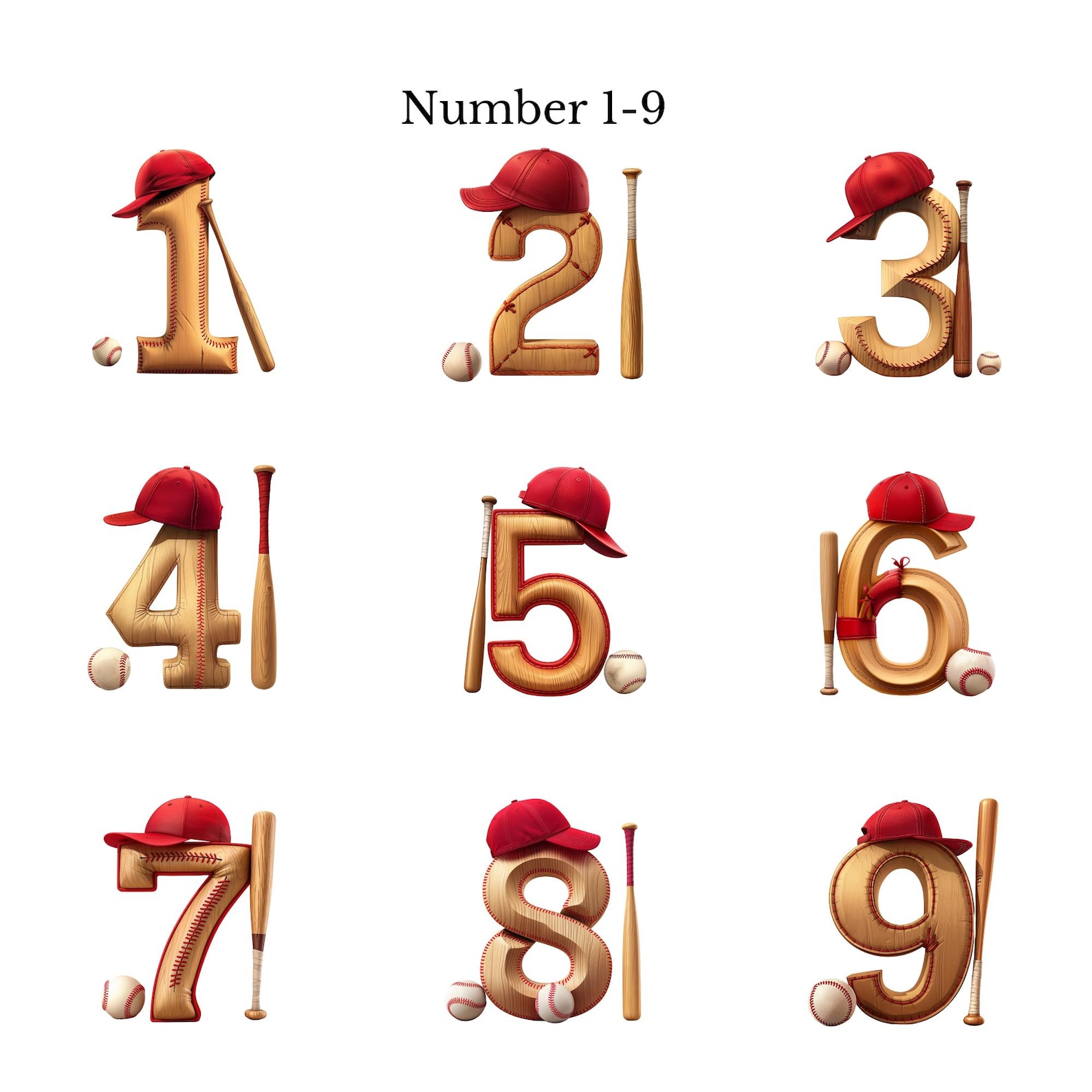 Baseball Alphabet Clipart A-Z & 1-9, 300 DPI PNG, Transparent ...