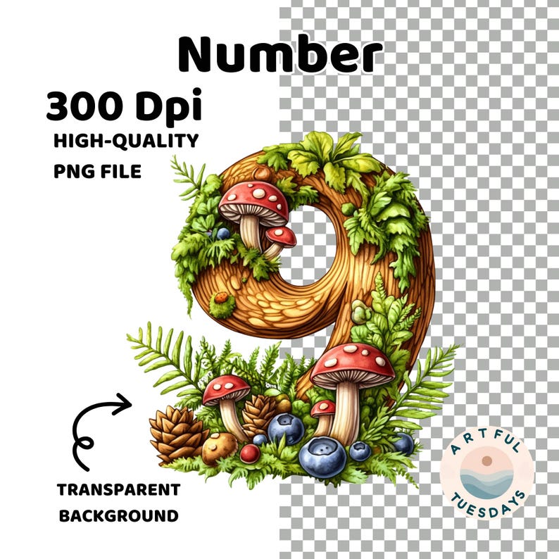 Forest Themed Alphabet A-Z Numbers 1-9 Clip Art, 3D Monogram Letter ...